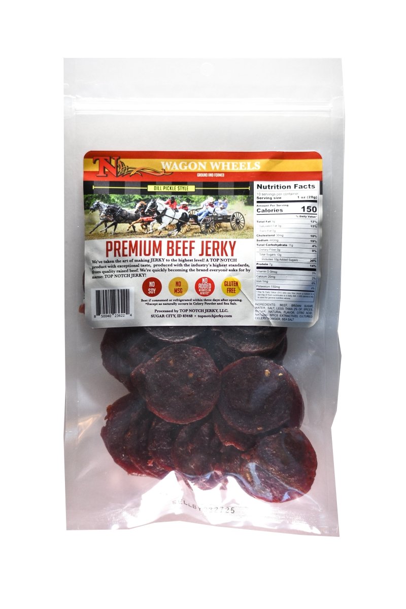 Dill Pickle Wagon Wheels Natural Beef Jerky Top Notch Jerky