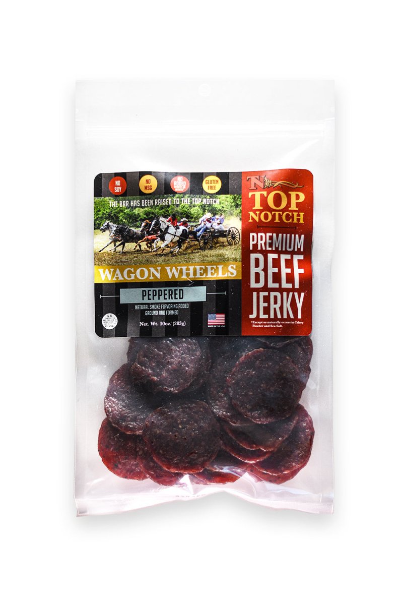 Peppered Wagon Wheels Natural Beef Jerky Top Notch Jerky